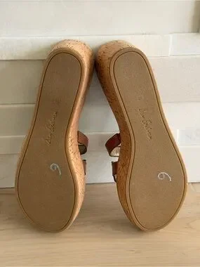 Sam Edelman | Shoes | Sam Edelman Tan Leather Cork 3 Wedge Slide ...